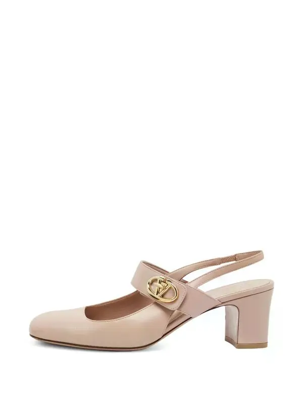 Valentino Garavani Leather Mary Jane Slingback Pumps - Neutrals