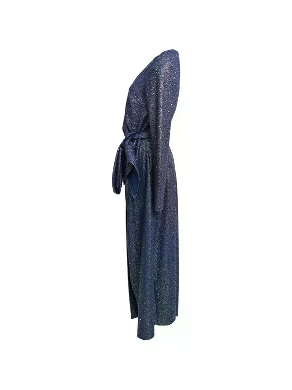 Talbot Runhof Glittered Wrap Maxi Dress