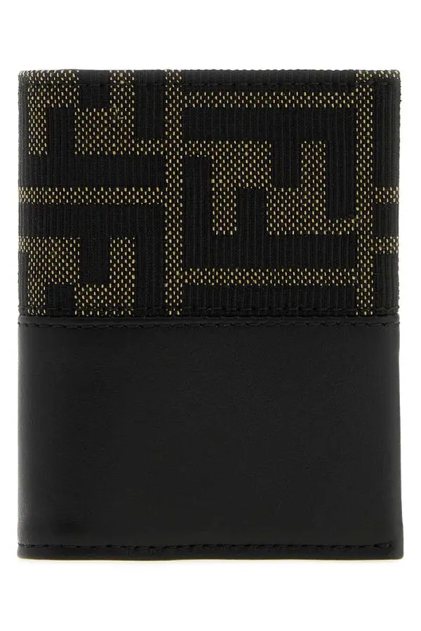 Fendi Jacquard And Leather Ff Card Holder - Black