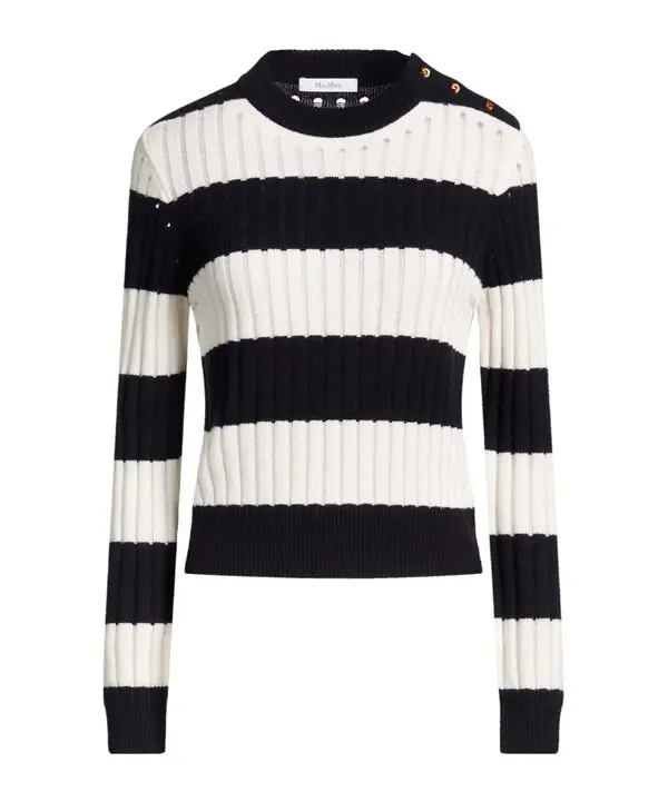 Max Mara Striped Crewneck Sweater - Black