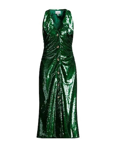 GANNI Sequin Sleeveless V-neck Dress - Green