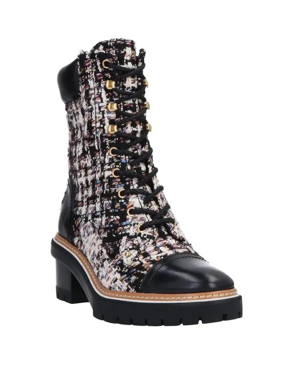 Tory Burch Tweed And Leather Lace-up Ankle Boots