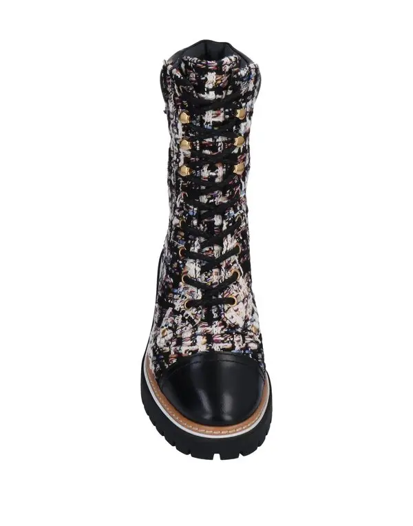 Tory Burch Tweed And Leather Lace-up Ankle Boots