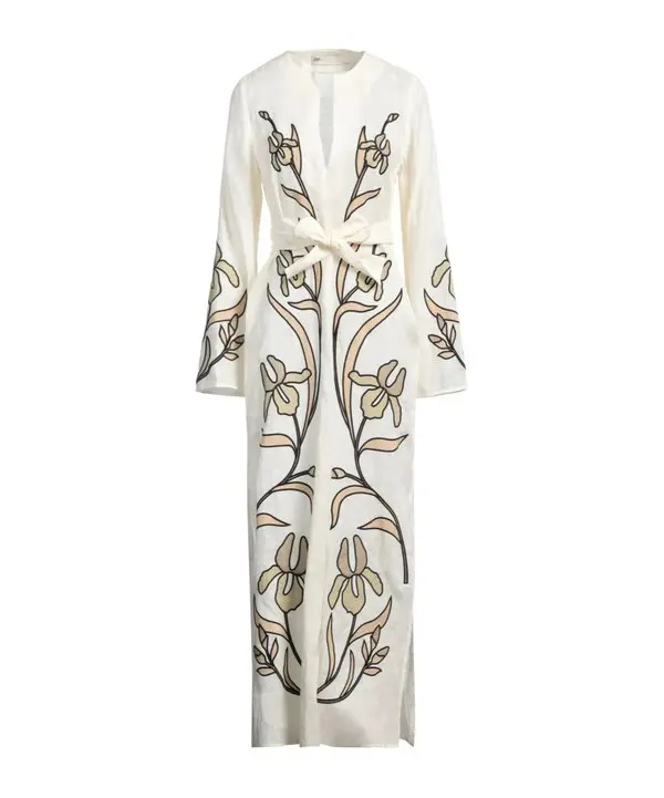 Tory Burch Floral-print Linen Long Sleeve Kaftan