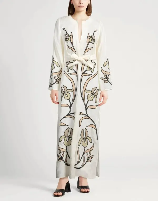 Tory Burch Floral-print Linen Long Sleeve Kaftan