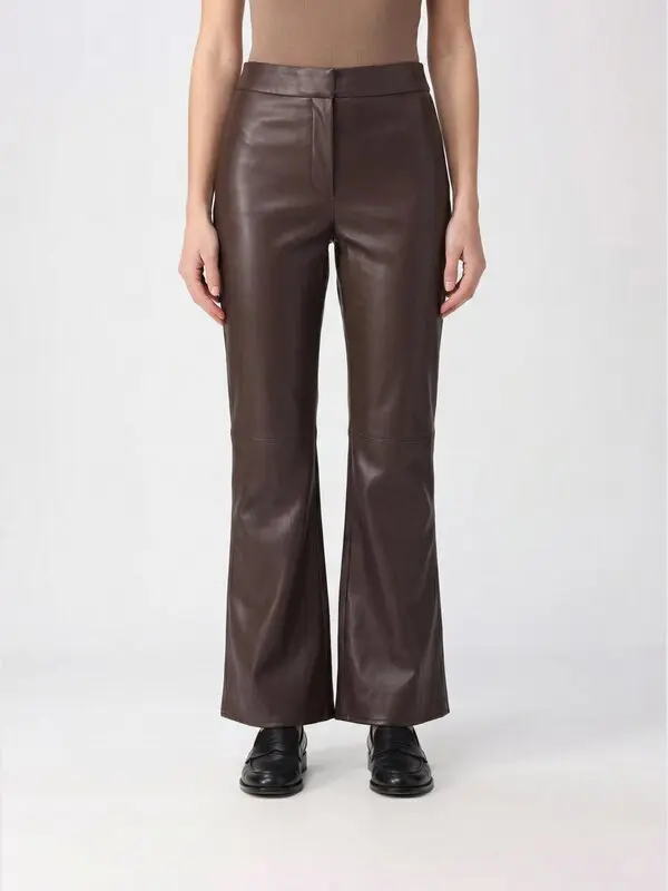 Max Mara Sublime Leather-effect Slim-fit Trousers - Brown