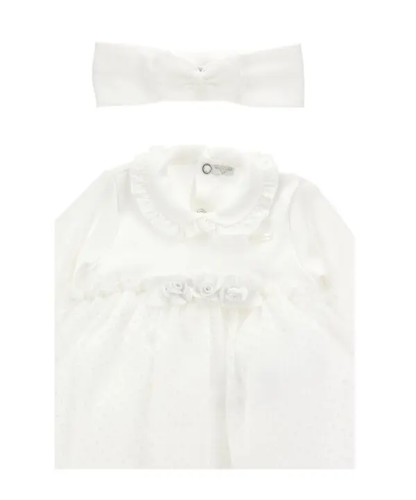 Monnalisa Floral-embellished Ruffled-collar Dress And Headband Set