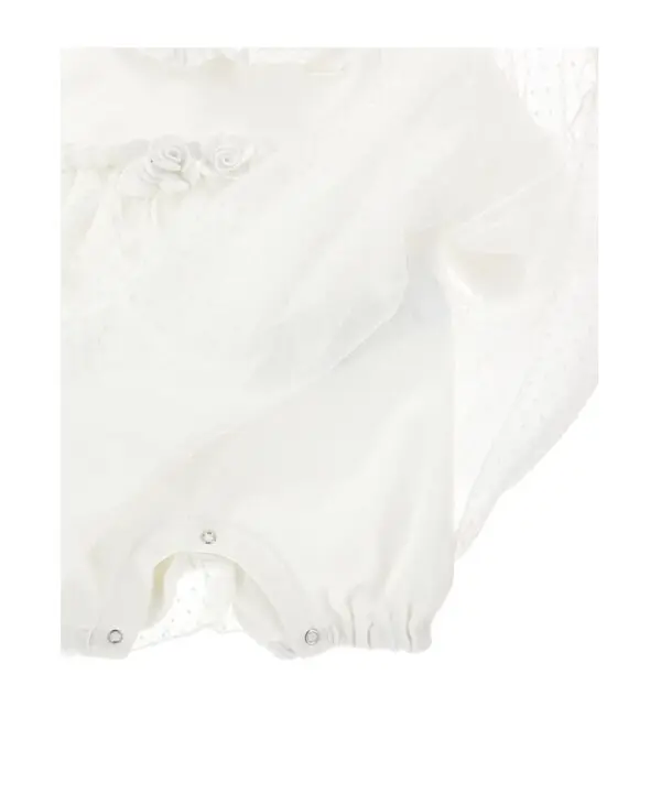 Monnalisa Floral-embellished Ruffled-collar Dress And Headband Set