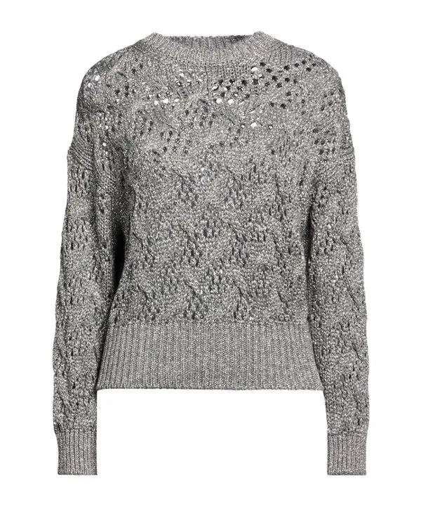 Max Mara Metallic Knit Crew Neck Pullover