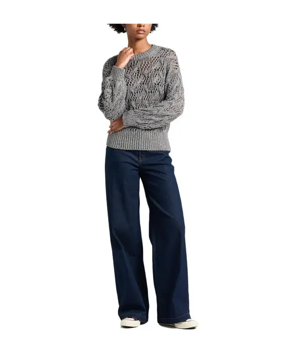Max Mara Metallic Knit Crew Neck Pullover