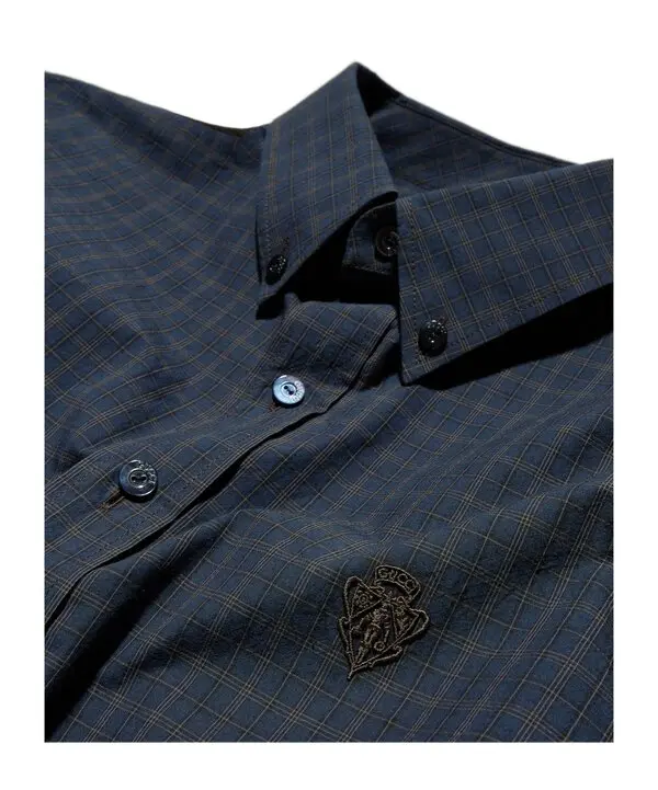 Gucci Cropped Checked Cotton Poplin Shirt
