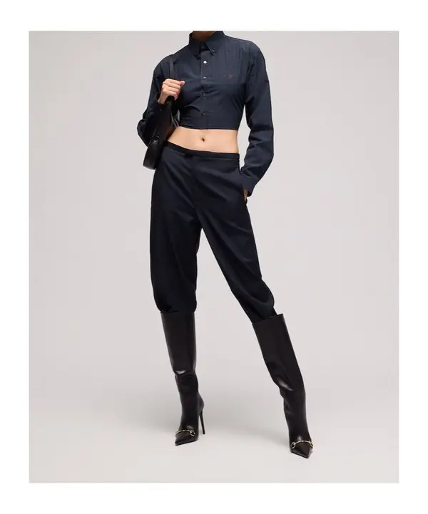 Gucci Cropped Checked Cotton Poplin Shirt