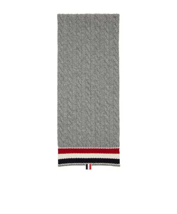 Thom Browne Cable Knit Wool Scarf - Grey