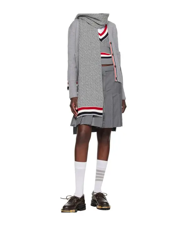 Thom Browne Cable Knit Wool Scarf