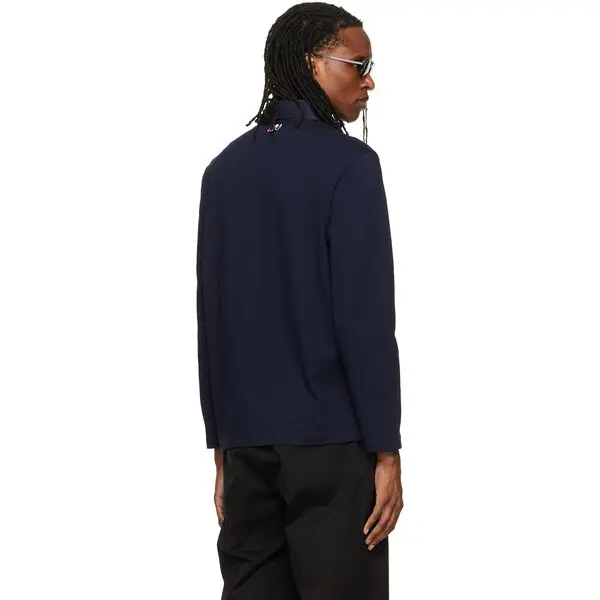 Thom Browne Gray Navy Blue Oversized Colorblock Rugby Polo Shirt