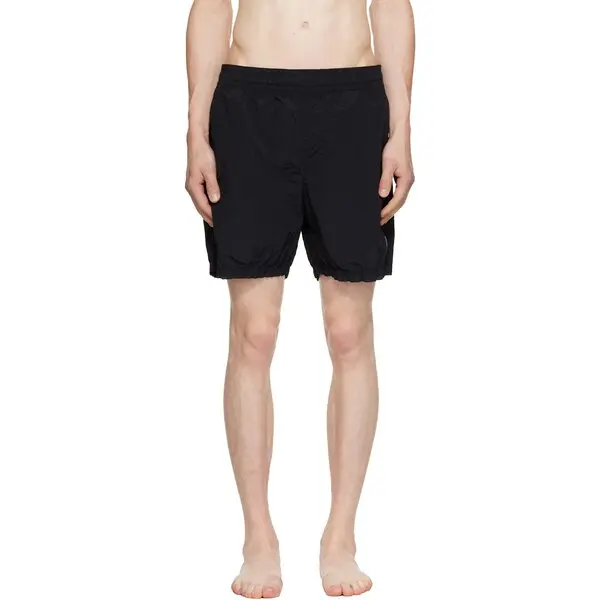 Stone Island Regular-fit Mid-length Swim Shorts With Pockets - Black