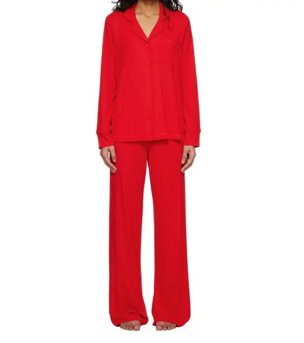 SKIMS Rib-knit Pajama Set - Red