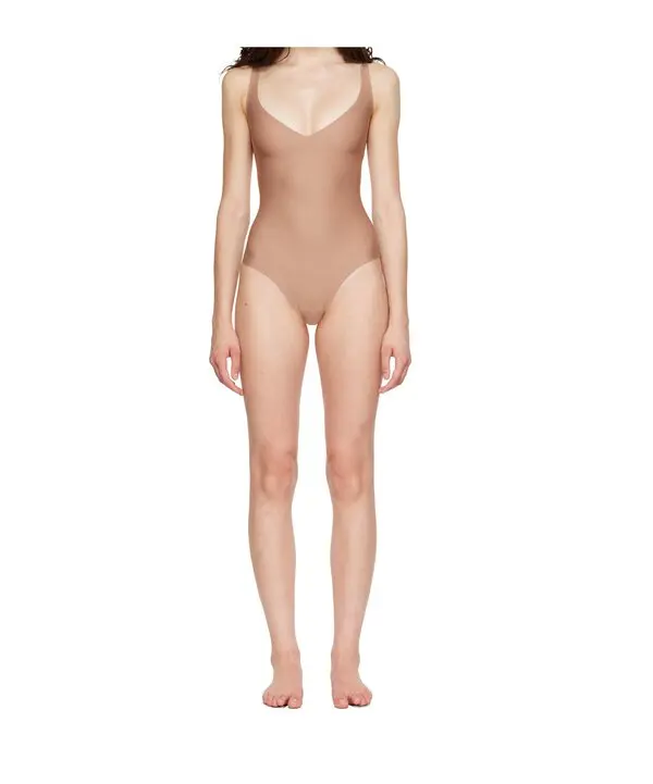 SKIMS Deep V Thong Bodysuit - Nude