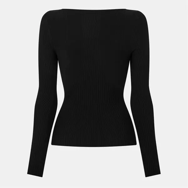Balenciaga Long-sleeve Ribbed Scoop Neck Top
