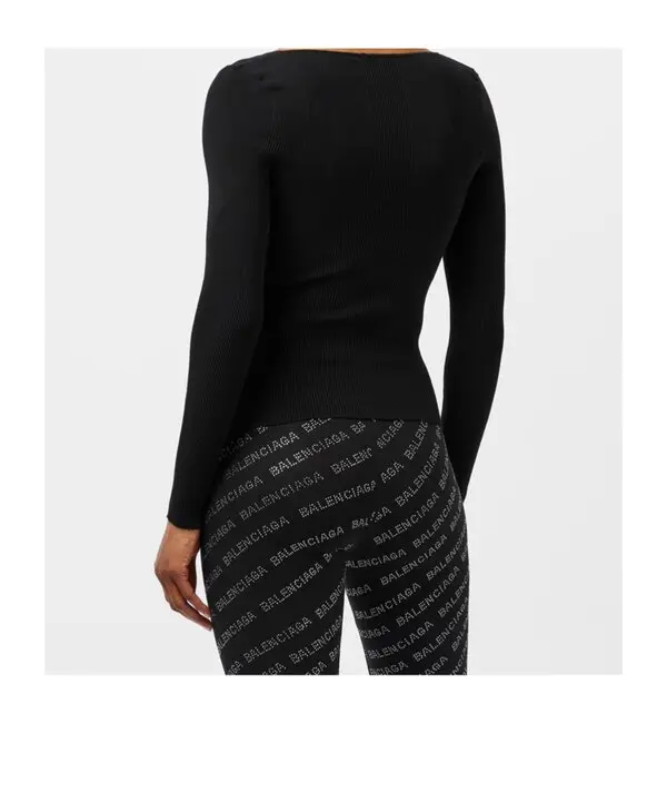 Balenciaga Long-sleeve Ribbed Scoop Neck Top
