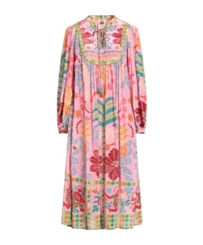 Farm Rio Printed Waist-cinching Long Dress