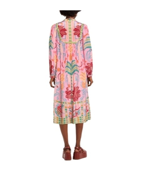 Farm Rio Printed Waist-cinching Long Dress
