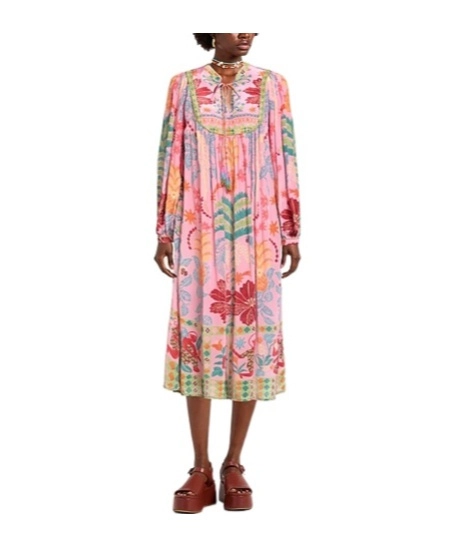 Farm Rio Printed Waist-cinching Long Dress