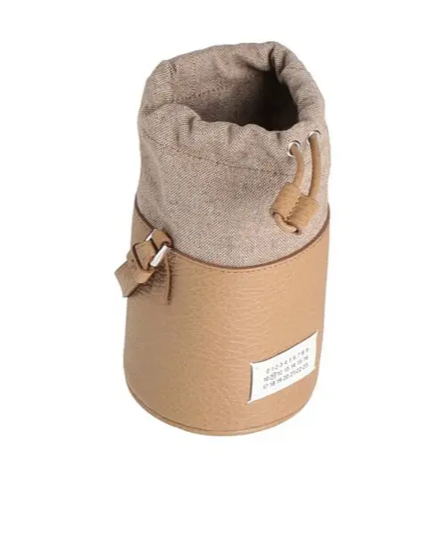 MAISON MARGIELA Leather And Canvas Cross Body Bucket Bag