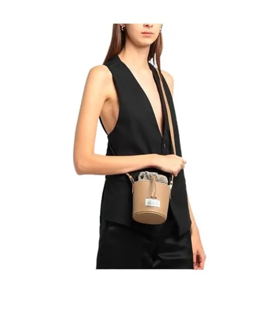 MAISON MARGIELA Leather And Canvas Cross Body Bucket Bag