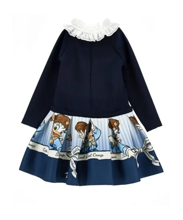 Monnalisa Graphic-print Ruffled-collar Dress