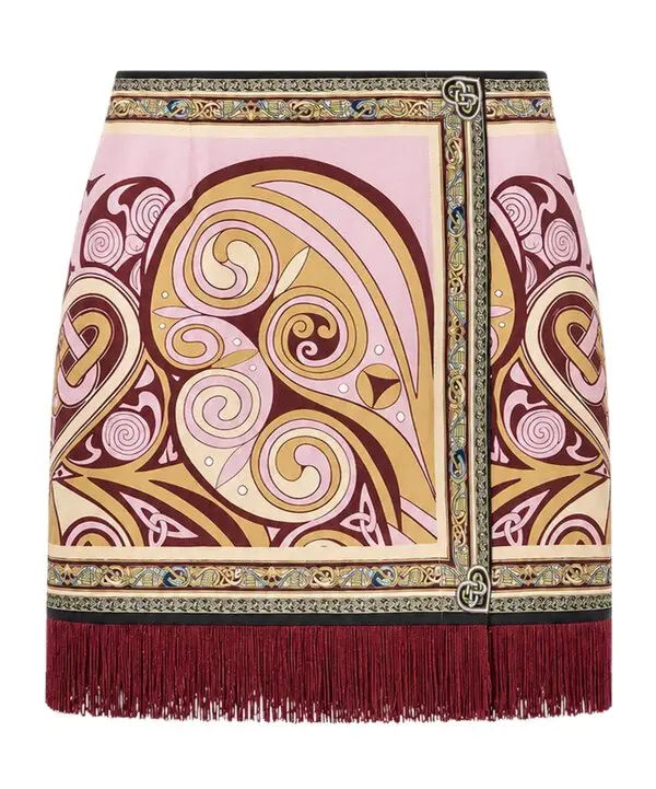 La DoubleJ Mini Foulard Skirt With Fringes - Multi-color