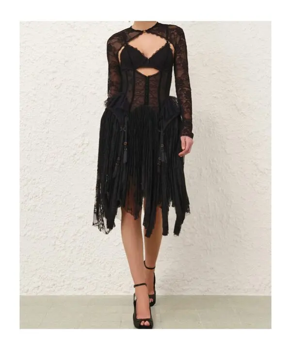 Zimmermann Valiant Lingerie Mini Dress - Black