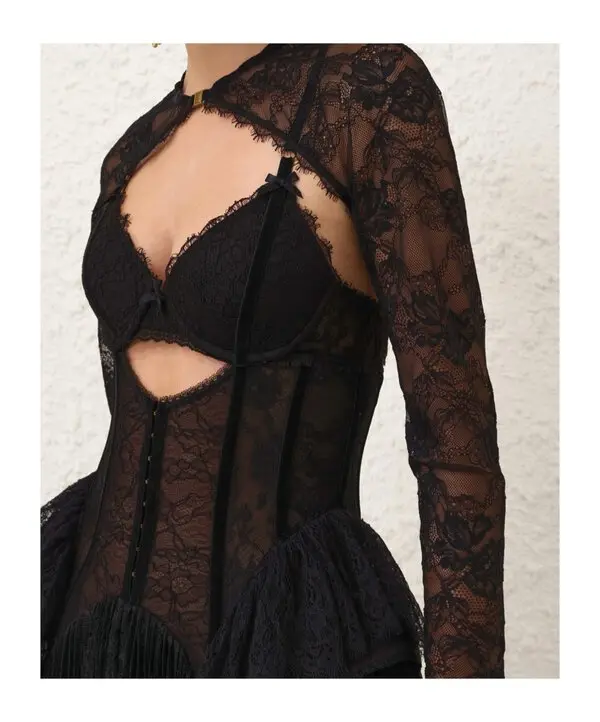Zimmermann Valiant Lingerie Mini Dress - Black