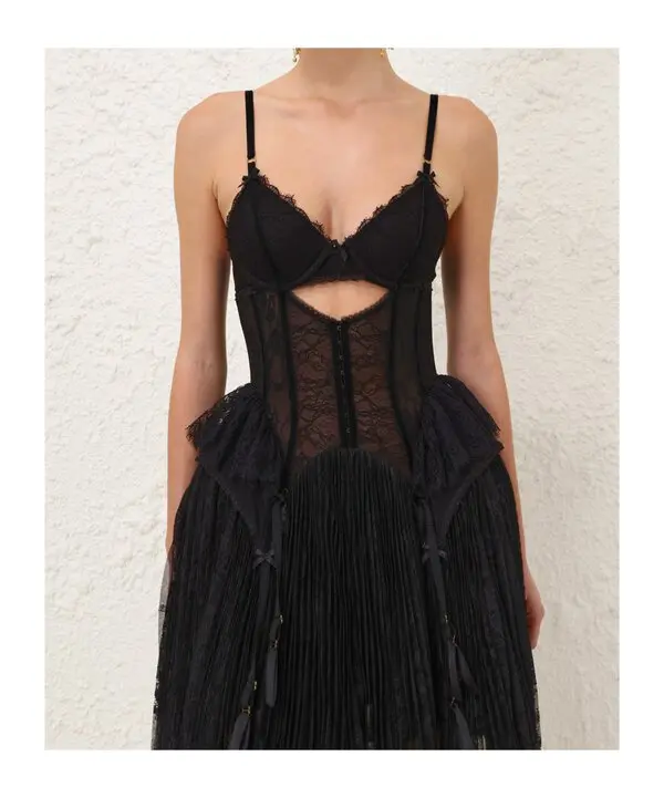 Zimmermann Valiant Lingerie Mini Dress - Black