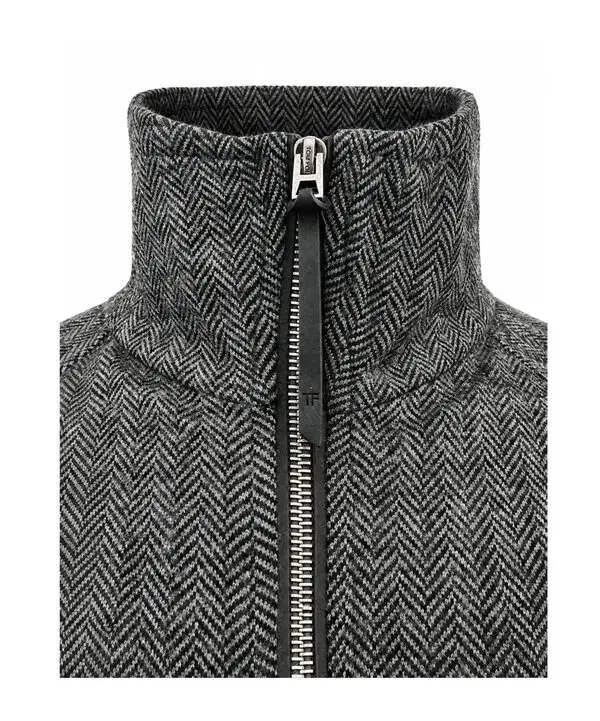 TOM FORD Herringbone Pattern Zip-up Jacket