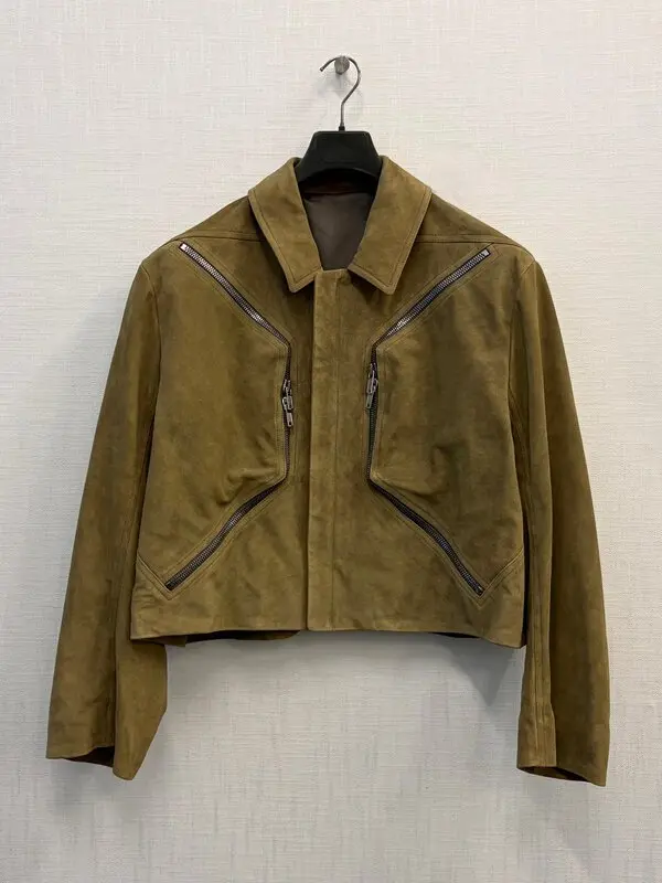 Rick Owens Long-sleeved Leather Jacket