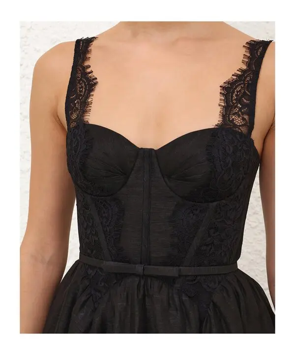 Zimmermann Valiant Lace Trim Midi Dress - Black