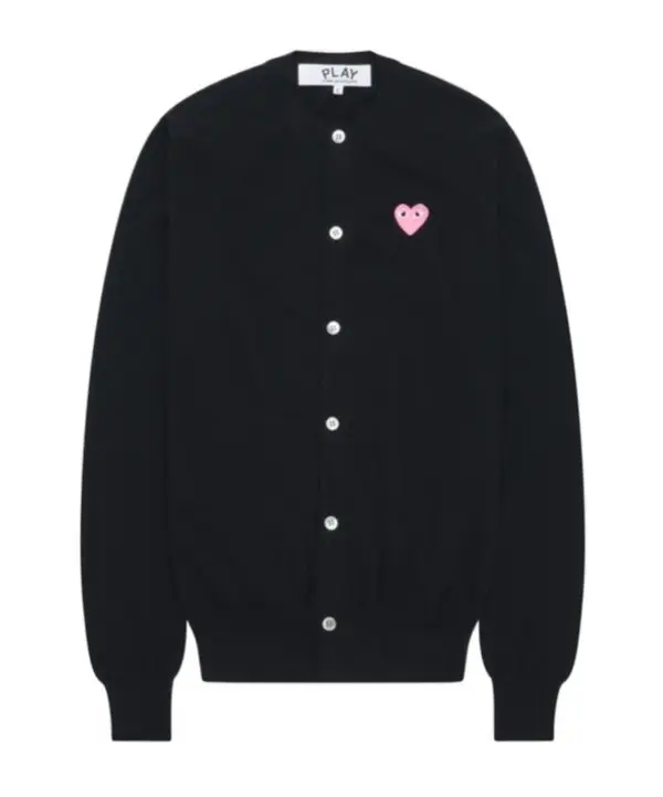 Play Comme Des Garcon Heart-patterned Crew-neck Cardigan