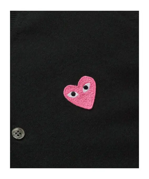 Play Comme Des Garcon Heart-patterned Crew-neck Cardigan