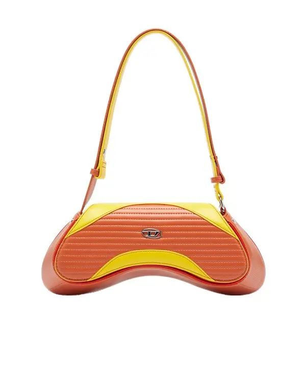 DIESEL® Play Cross Body Bag In Quilted Perforated Pu - Orange/yellow