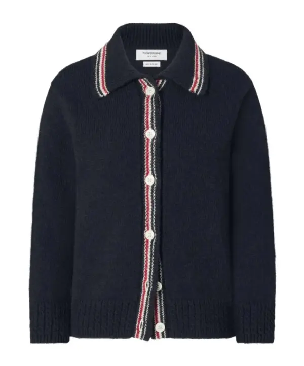Thom Browne Hector Pointelle-knit Cardigan - Navy Blue