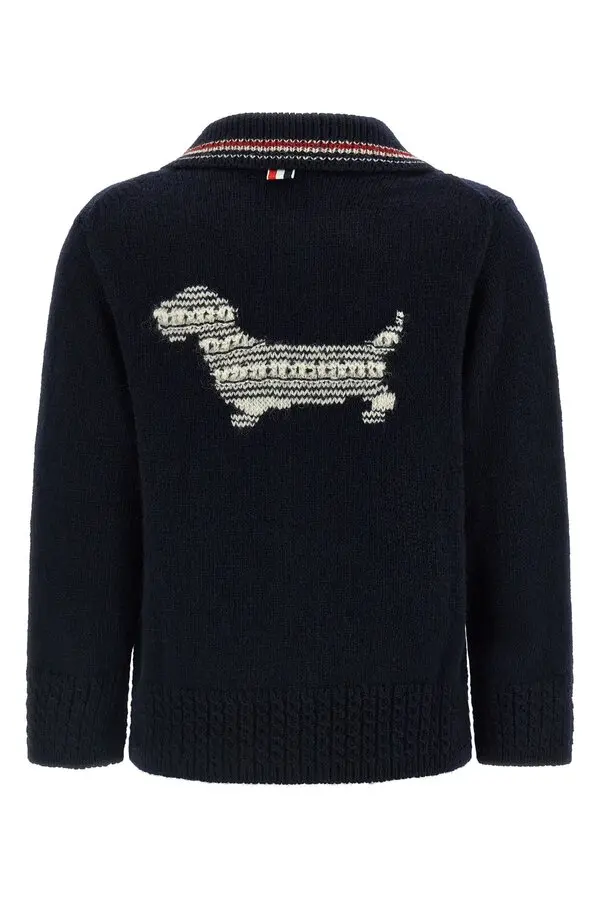 Thom Browne Hector Pointelle-knit Cardigan - Navy Blue