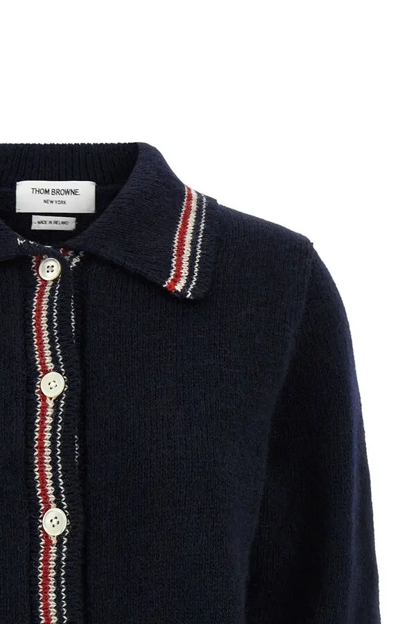 Thom Browne Hector Pointelle-knit Cardigan - Navy Blue