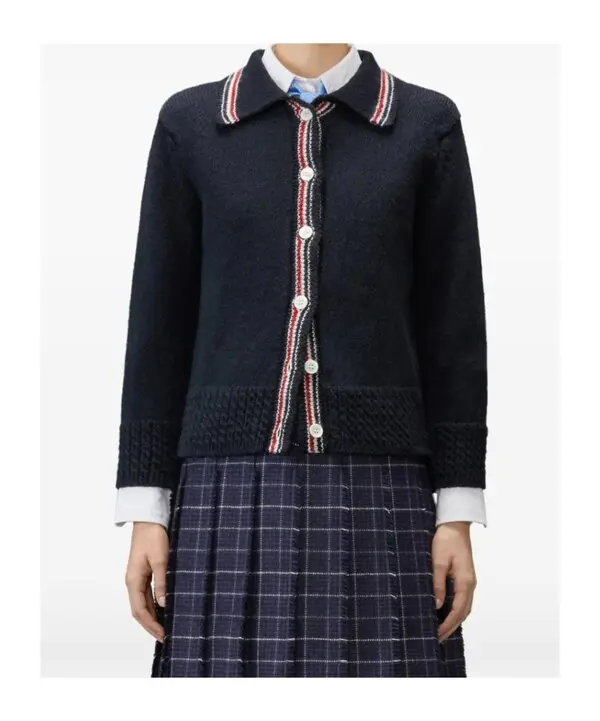 Thom Browne Hector Pointelle-knit Cardigan - Navy Blue