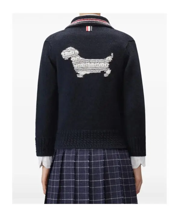 Thom Browne Hector Pointelle-knit Cardigan - Navy Blue