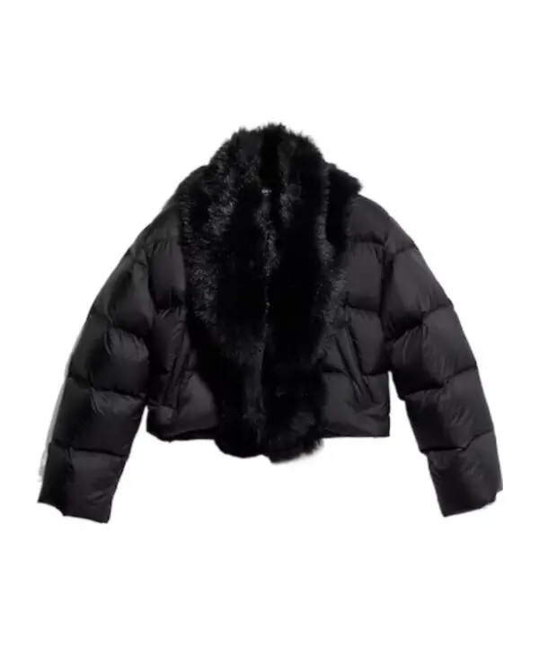 Gucci Padded Polyester Jacket With Shearling Collar - Black