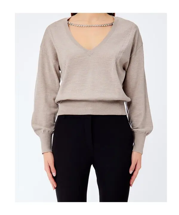 Liu Jo Crystal-embellished V-neck Sweater - 02158
