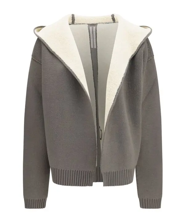 Rick Owens Hooded Zip Cardigan Robe - Gray