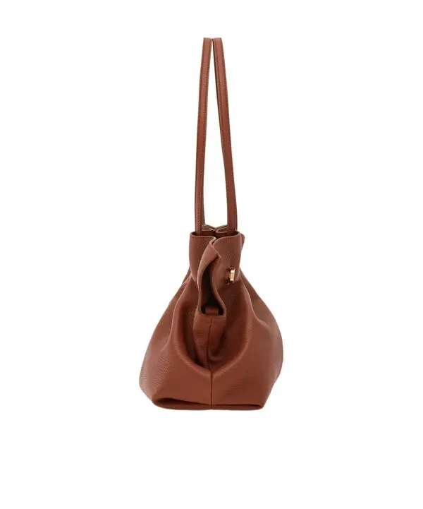 FERRAGAMO Soft Leather Shoulder Bag - Cognac