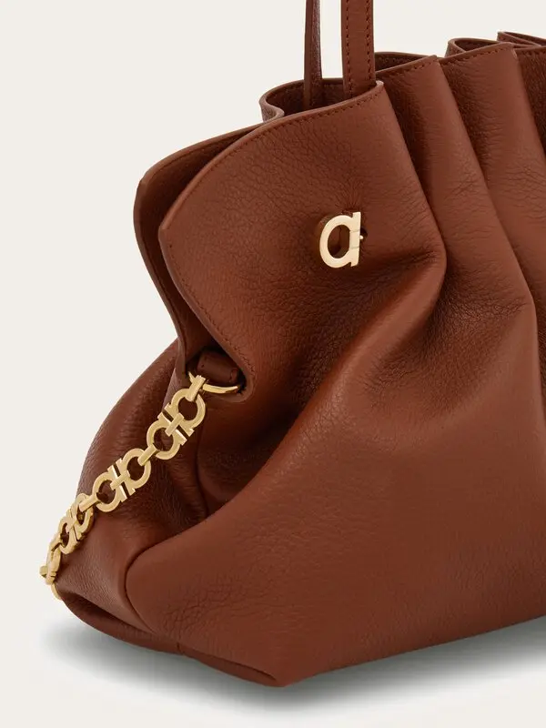 FERRAGAMO Soft Leather Shoulder Bag - Cognac